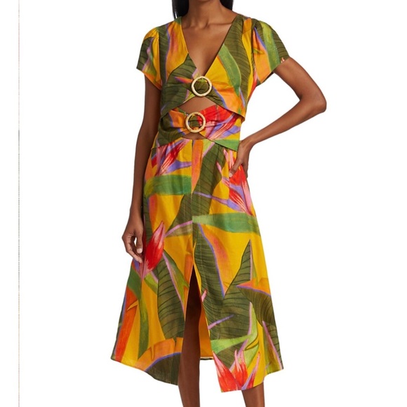 FARM Rio | Dresses | Farm Rio Yellow Garden Midi Dress | Poshmark
